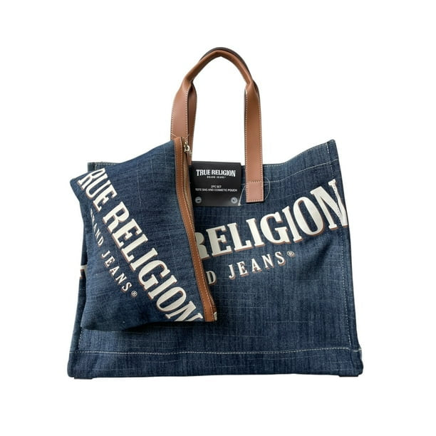 True Religion XL Tote Denim Bag with Cosmetic Pouch – Bend The Trend By ...